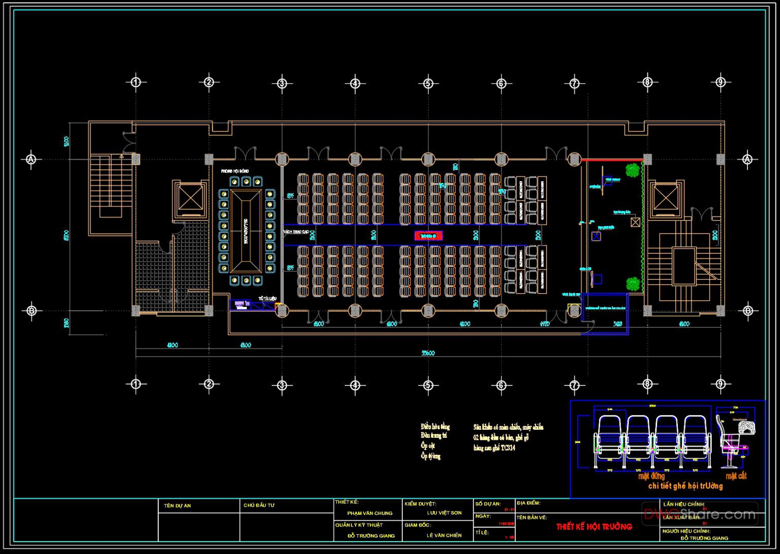 34.Autocad drawing of a well-planned auditorium for about 200 people ...
