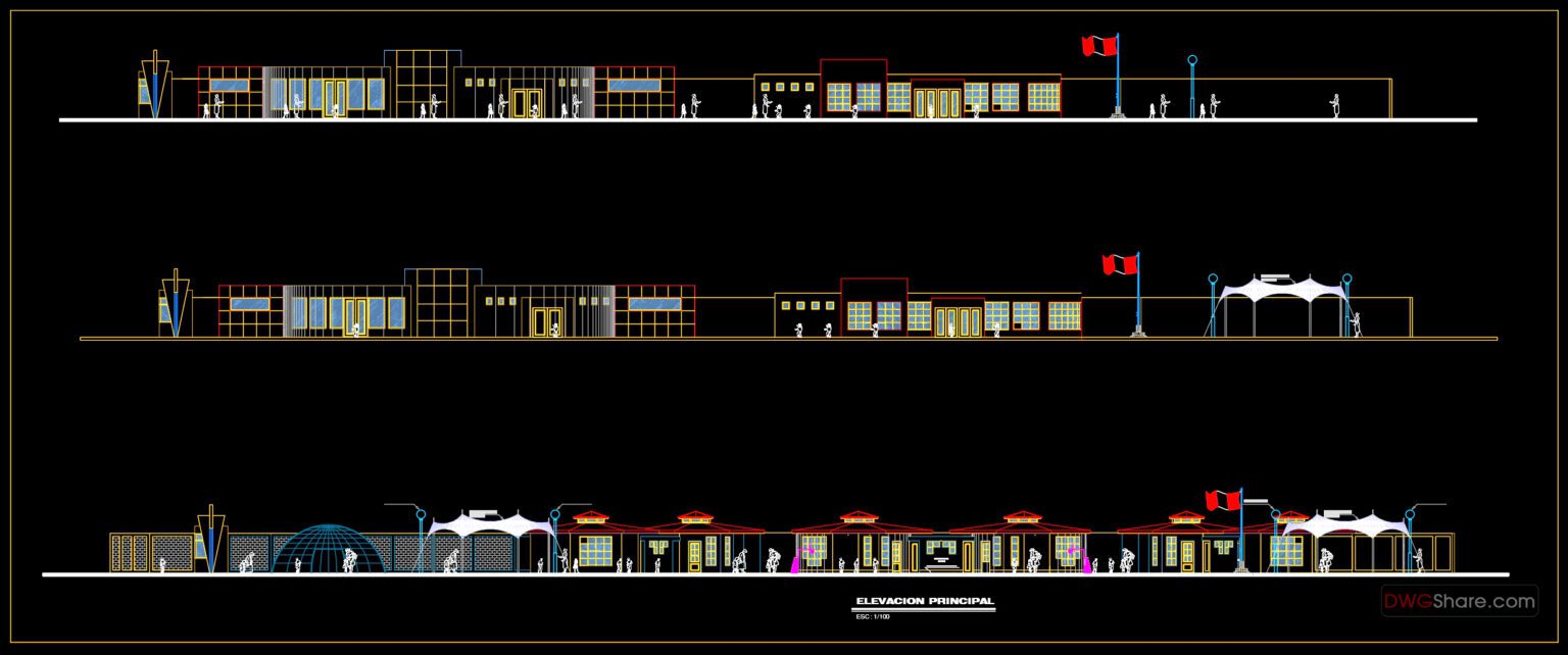 35.Initial educational center Autocad File Download