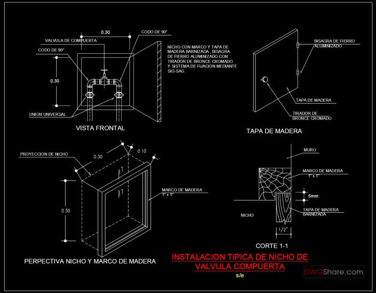 44.Typical Niche Installation Gate Valve Autocad Drawing DWG
