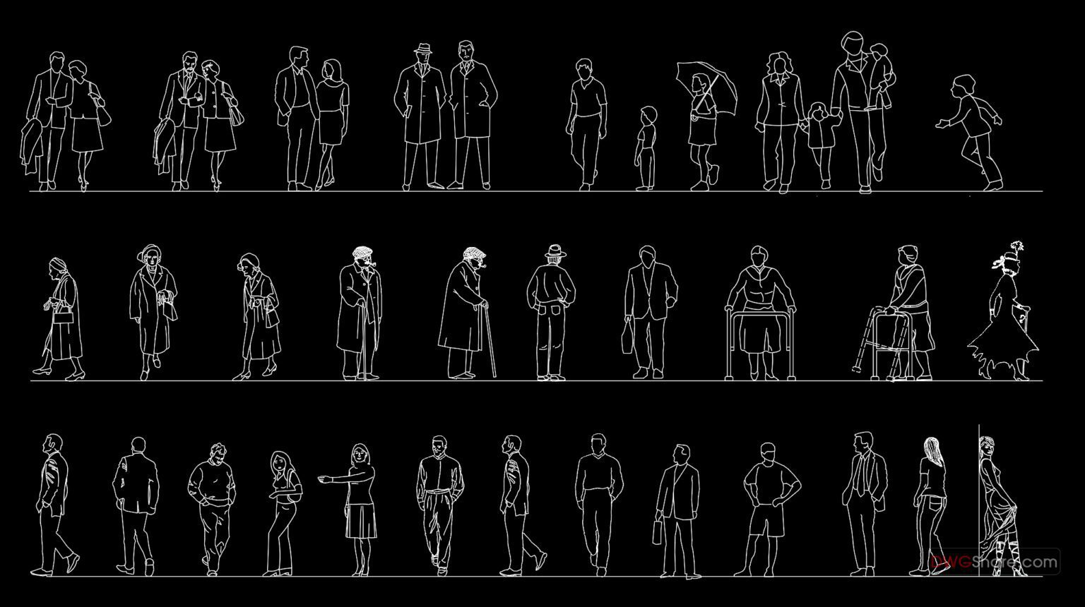 48.People of different ages free AutoCAD drawings