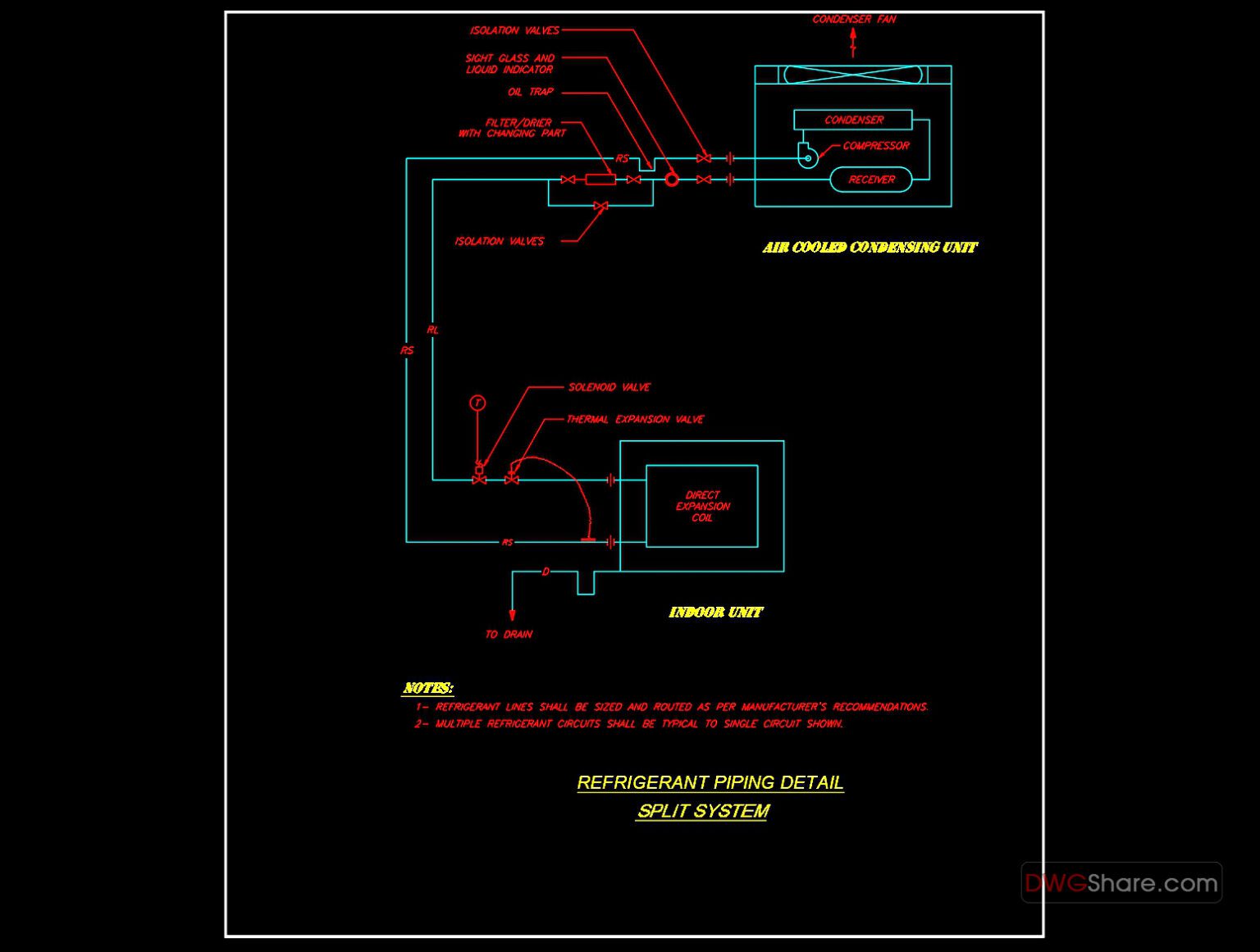 48.Refrigerant Piping Detail Split System Autocad Drawing DWG
