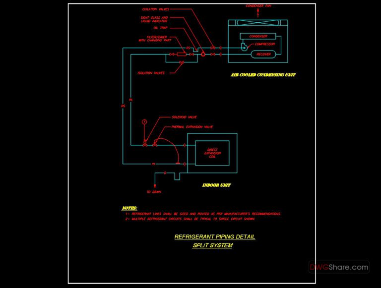 48.Refrigerant Piping Detail Split System Autocad Drawing DWG