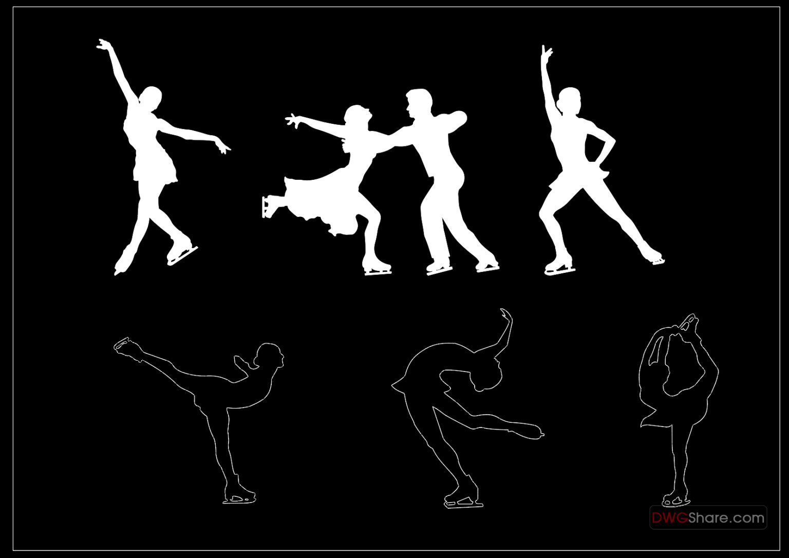 51.People figure skating free AutoCAD drawings