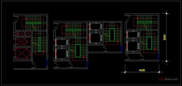 55.Free DWG models of Stairs in plan view