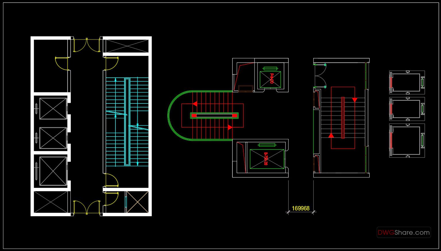 55.Free DWG models of Stairs in plan view