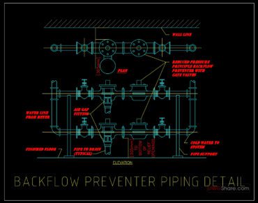 57.Backflow Preventer Piping Detail Autocad Drawing DWG