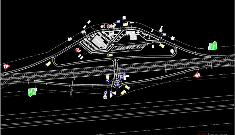 58.Tall Plaza Plan With Signs And Marking Details Autocad File DWG ...