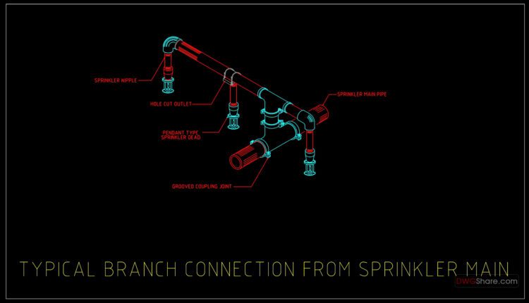 58.Typical Branch Connection From Sprinkler Main Detail Autocad Drawing ...