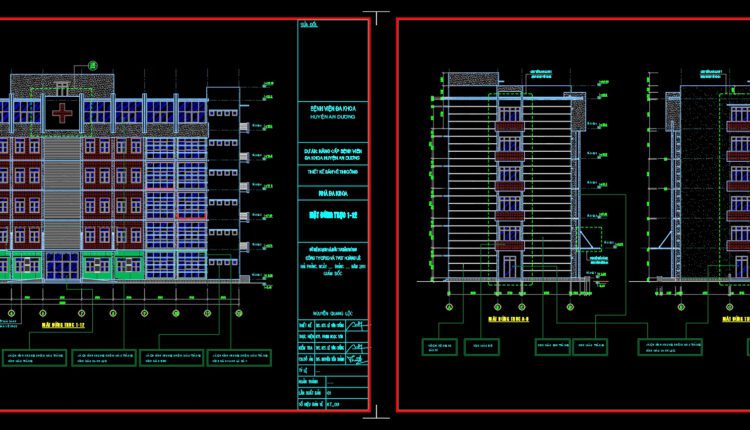 6 Floors Hospital Building Elevations AutoCAD File DWG - Free Cad ...