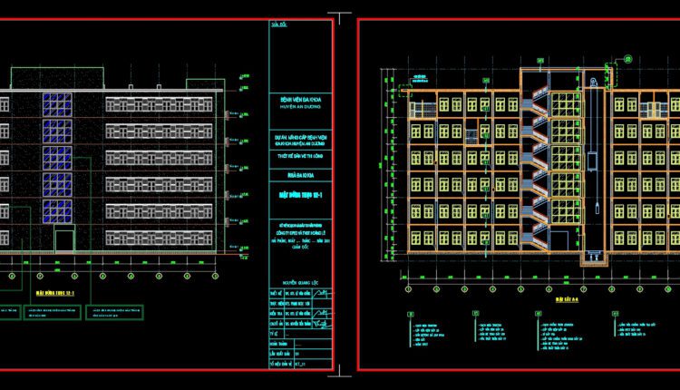 6 Floors Hospital Building Elevations AutoCAD File DWG - Free Cad ...