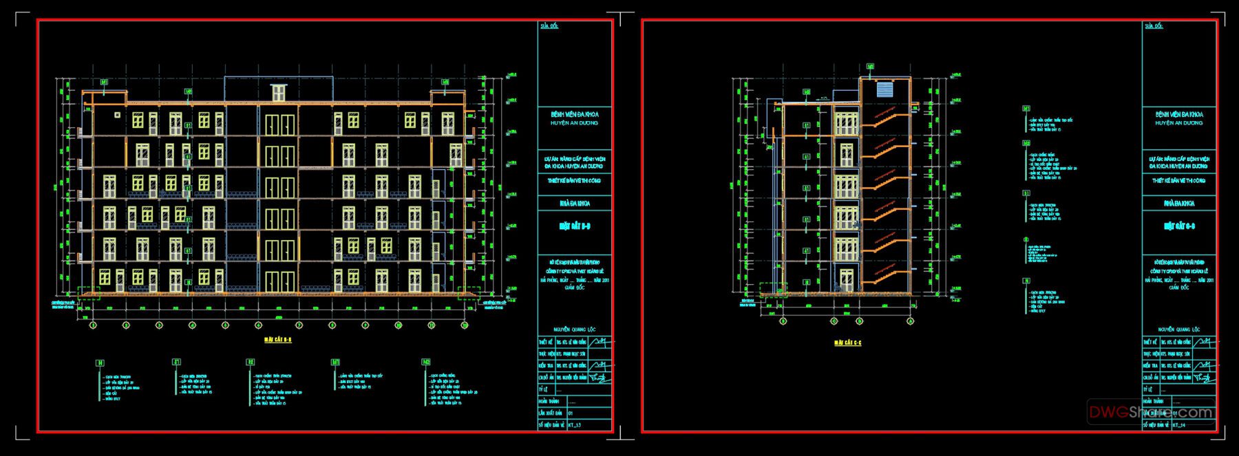 6 Floors Hospital Building Elevations AutoCAD File DWG