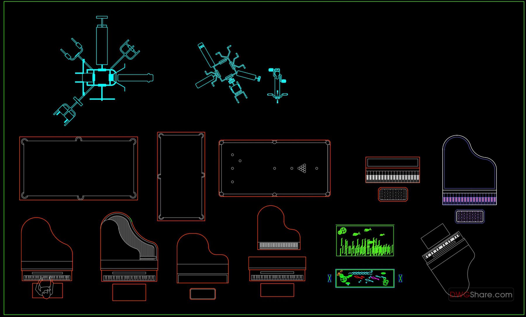 6.Gym Equipment Blocks Autocad File DWG