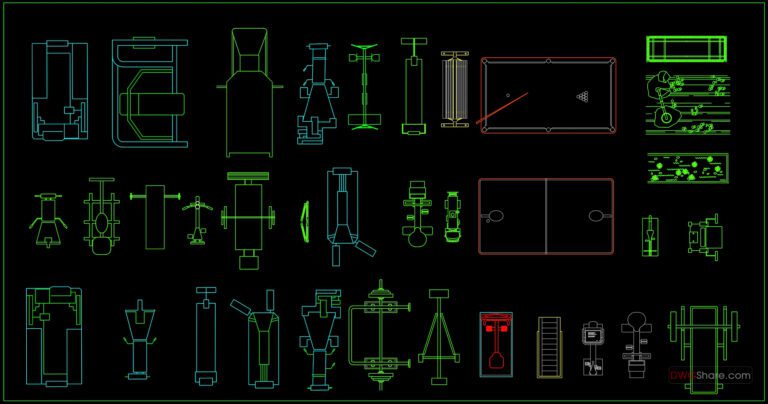 6.Gym Equipment Blocks Autocad File DWG