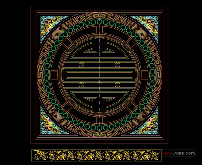 60.Asian Traditional Pattern AutoCAD Blocks Free Download