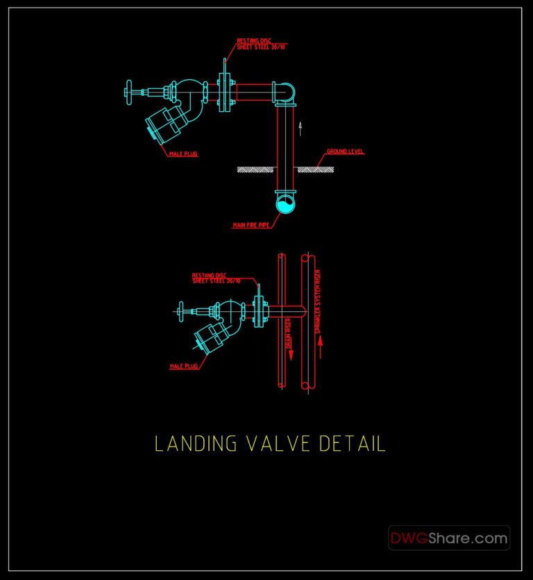 60.Flushed Sidewall Sprinkler and Branch Connection Detail CAD Drawing DWG