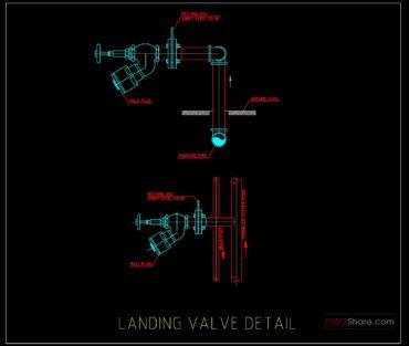 61.Fire System Landing Valve Detail CAD Drawing DWG