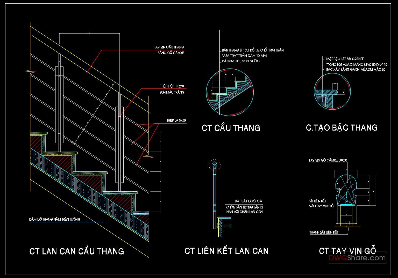 62.Detailed drawings of stairs in autocad file