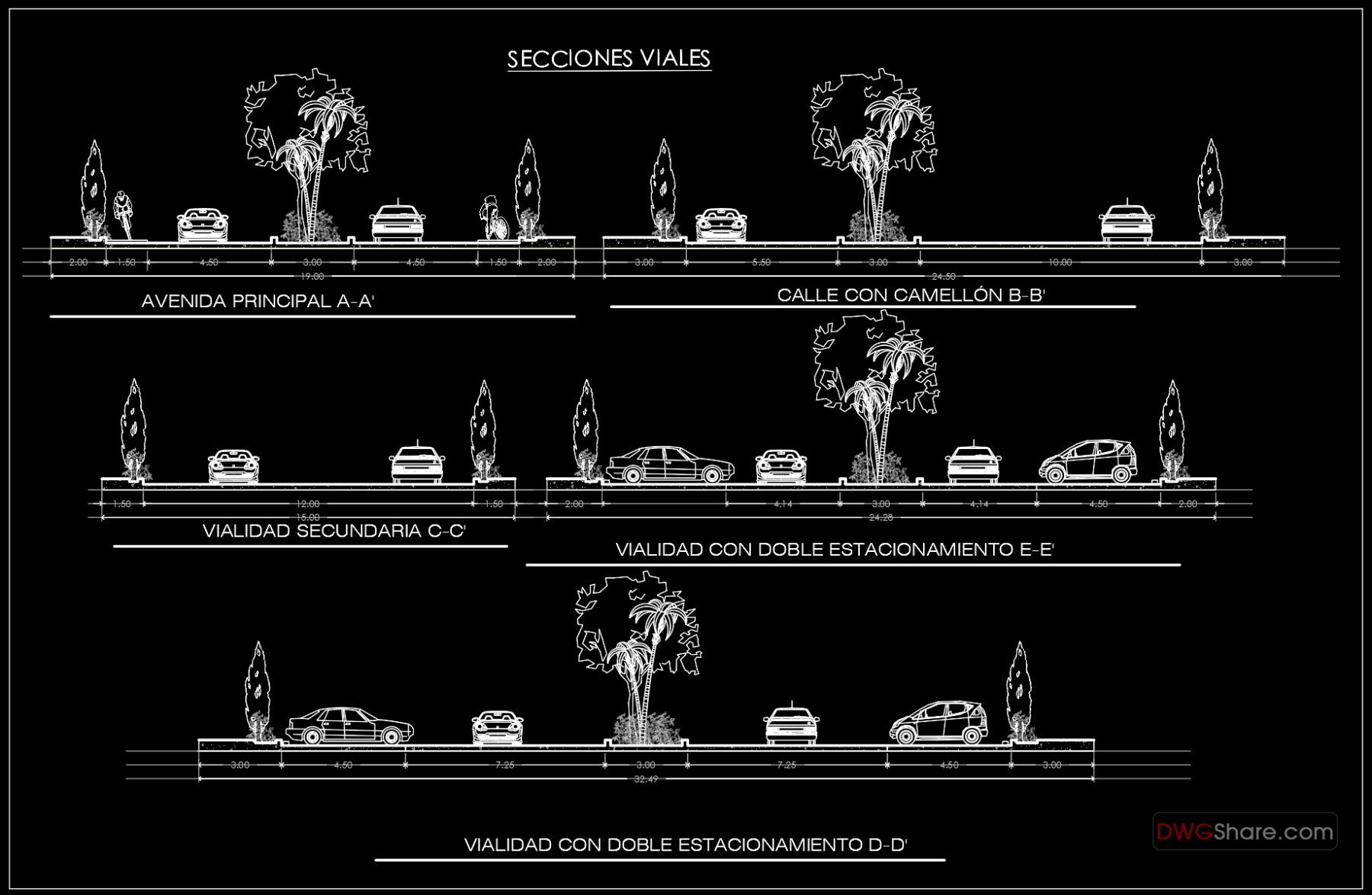 62.Typical Urban Road Cross Section Autocad File DWG