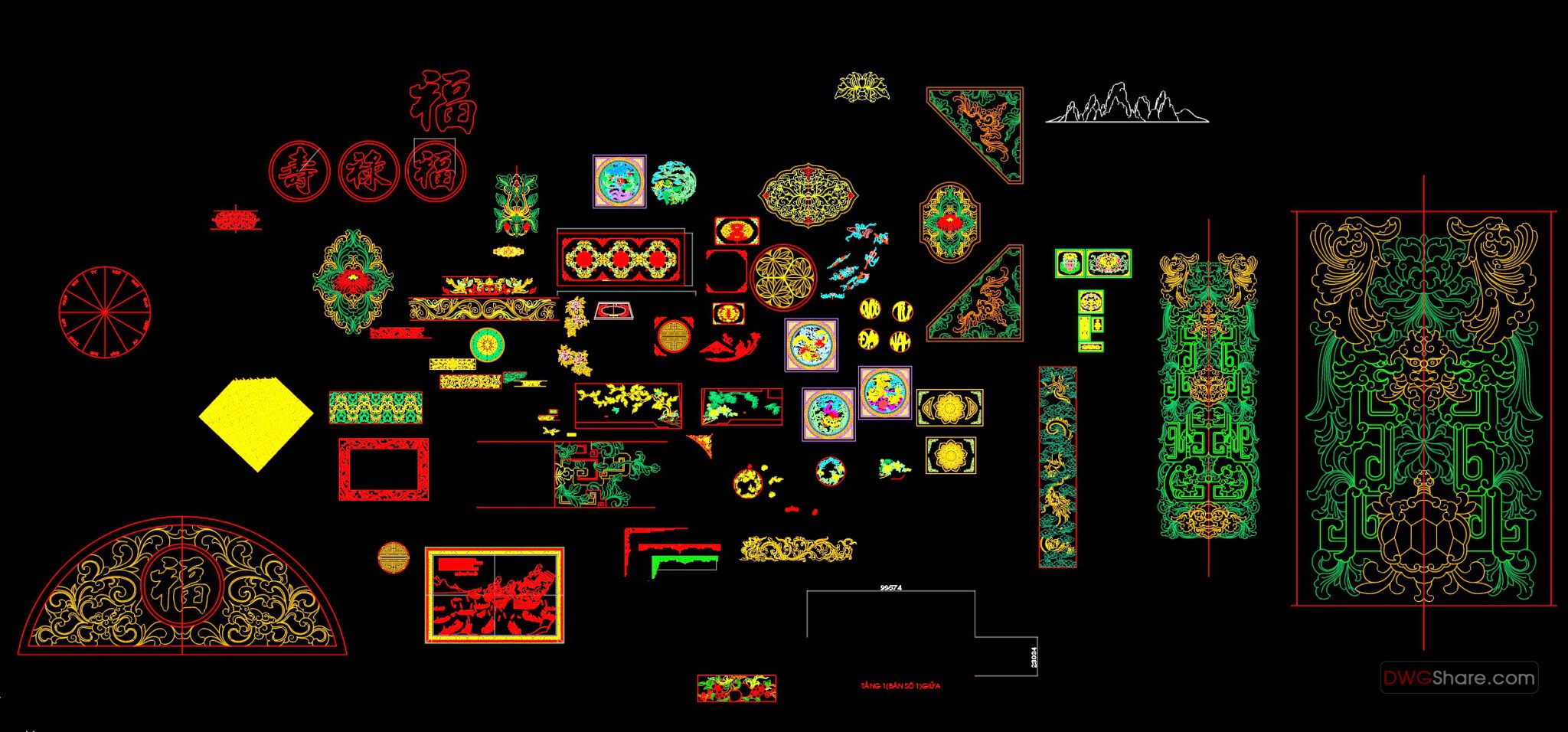 63.Asian Traditional Pattern AutoCAD Blocks Free Download