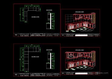 63.Traditional kitchen cupboard, kitchen cabinets autocad drawing