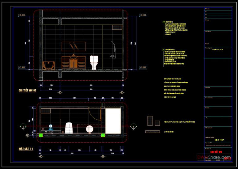 69.WC Layout Plan and elevations details AutoCAD drawing download