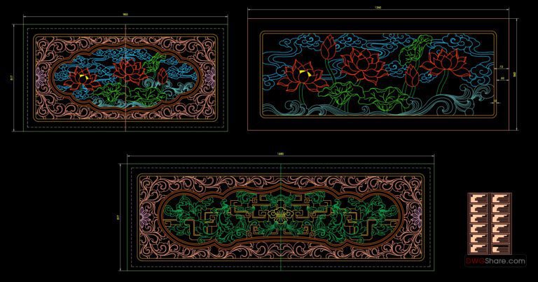 80.Asian Traditional Pattern AutoCAD Blocks Free Download