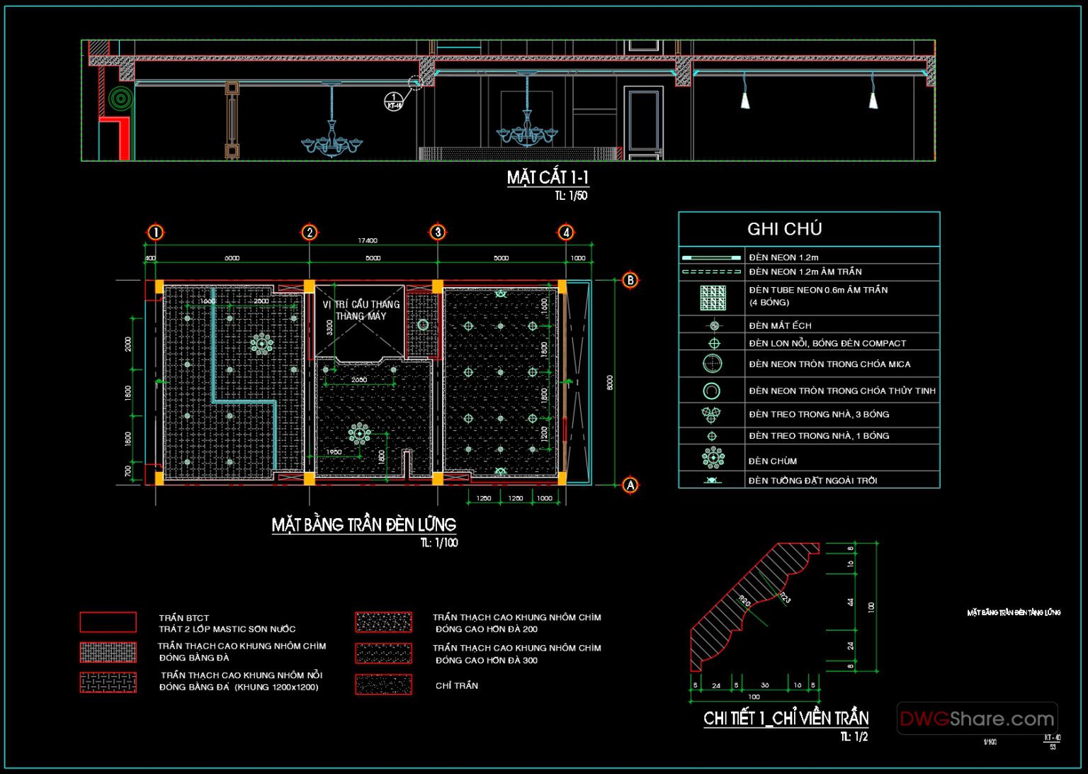 93.Ceiling light fittings detail drawing defined AutoCAD file