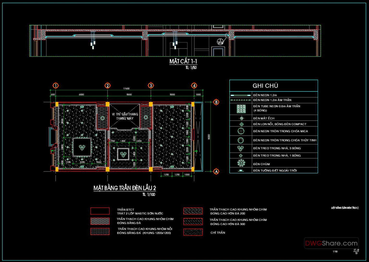93.Ceiling light fittings detail drawing defined AutoCAD file
