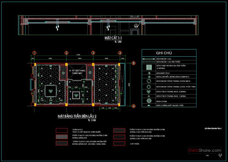 93.Ceiling light fittings detail drawing defined AutoCAD file