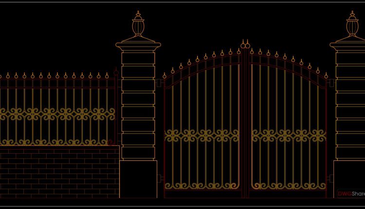 Gate and fence - Free download website of Autocad Blocks for Designer