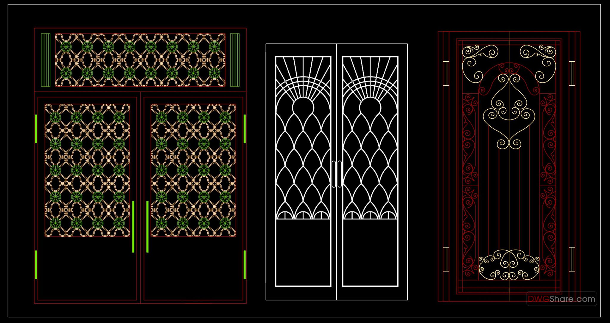98.Gate design AutoCAD blocks free download