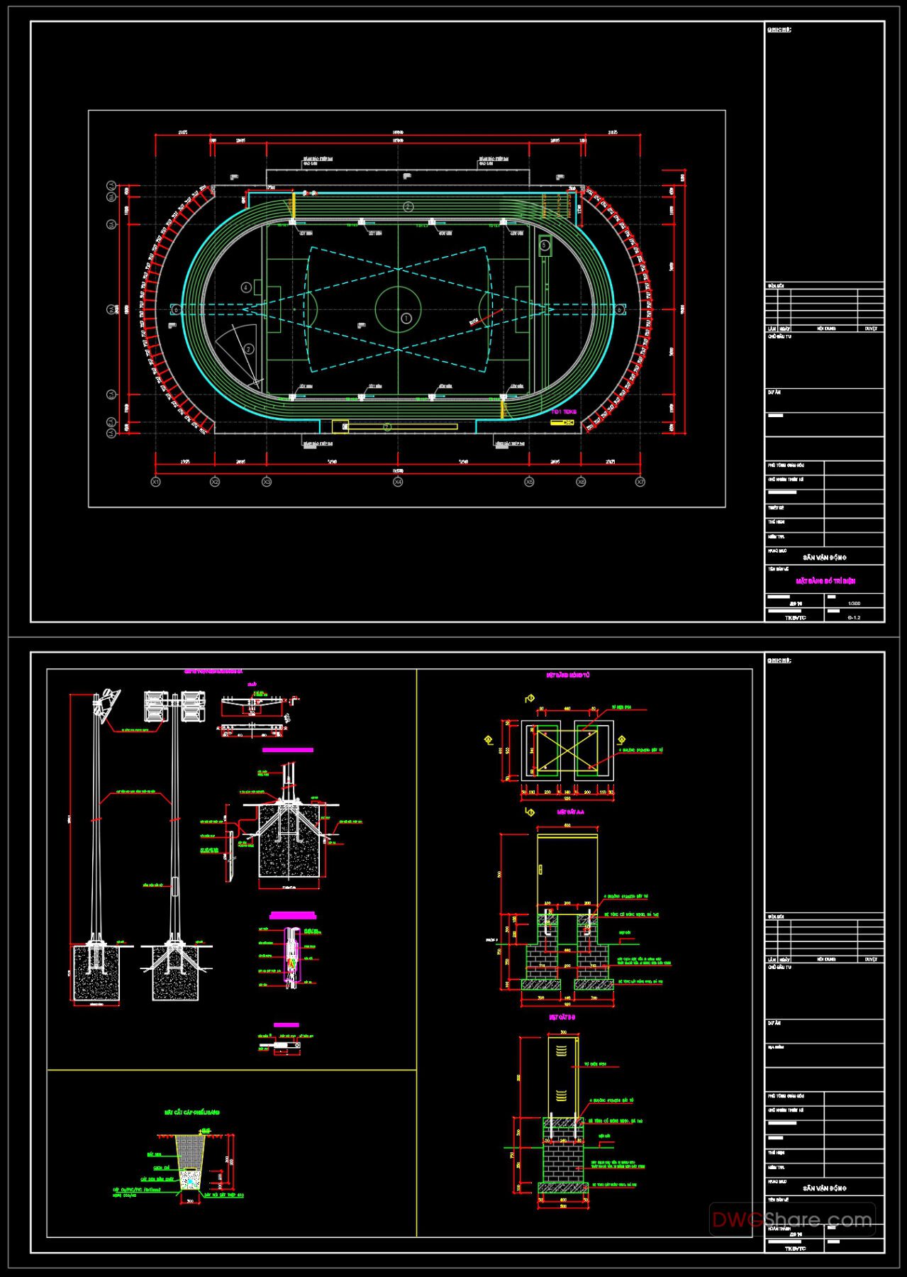 Football Stadium Details Autocad File Dwg