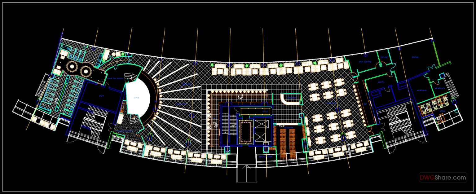 Night club Plan AutoCAD File Free Download