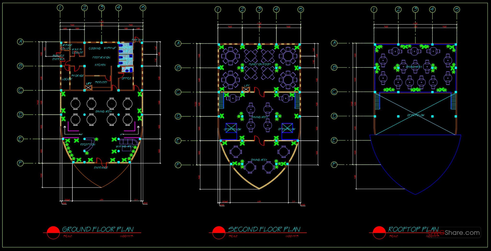 Restaurant Elevation and Sections Details AutoCAD File DWG