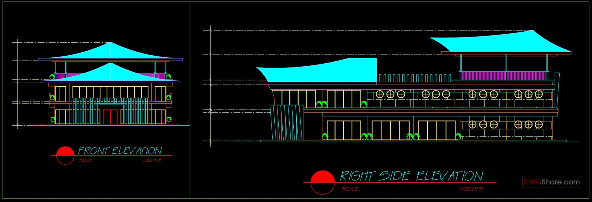 Restaurant Elevation and Sections Details AutoCAD File DWG