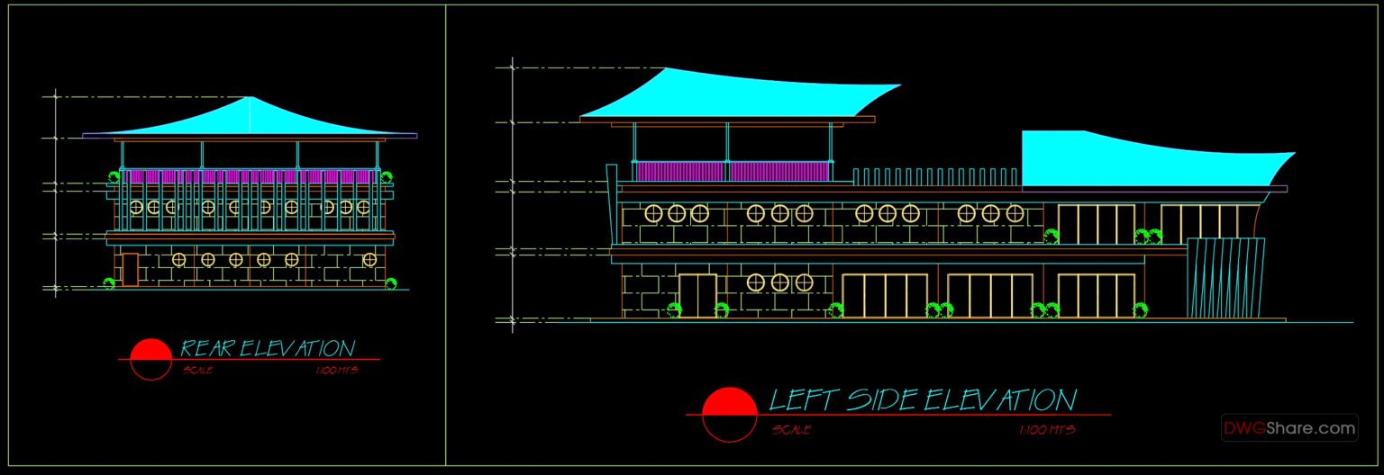 Restaurant Elevation and Sections Details AutoCAD File DWG
