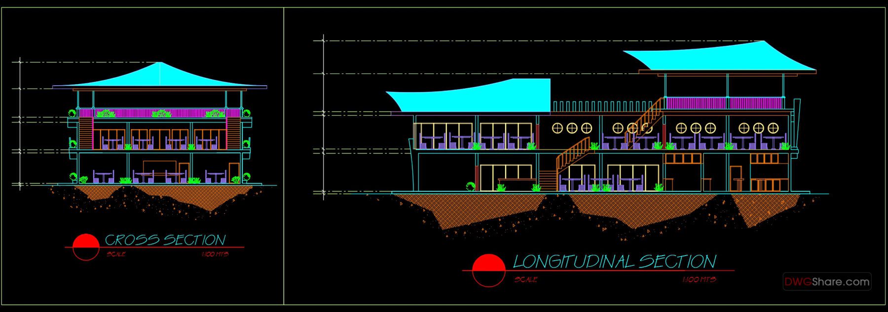 Restaurant Elevation and Sections Details AutoCAD File DWG