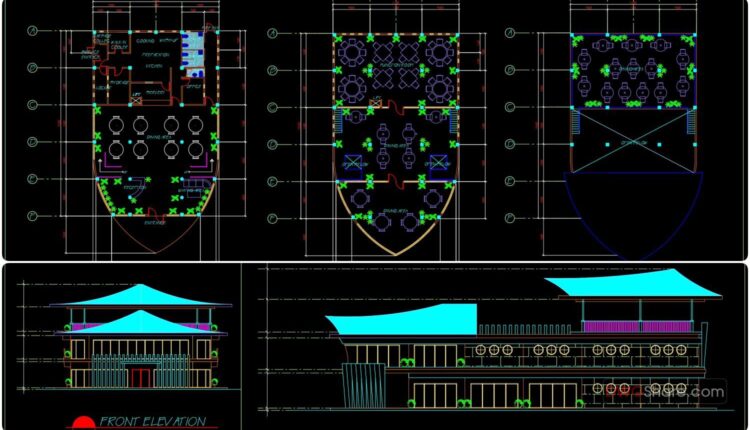 Restaurant Elevation and Sections Details AutoCAD File DWG - Free Cad ...