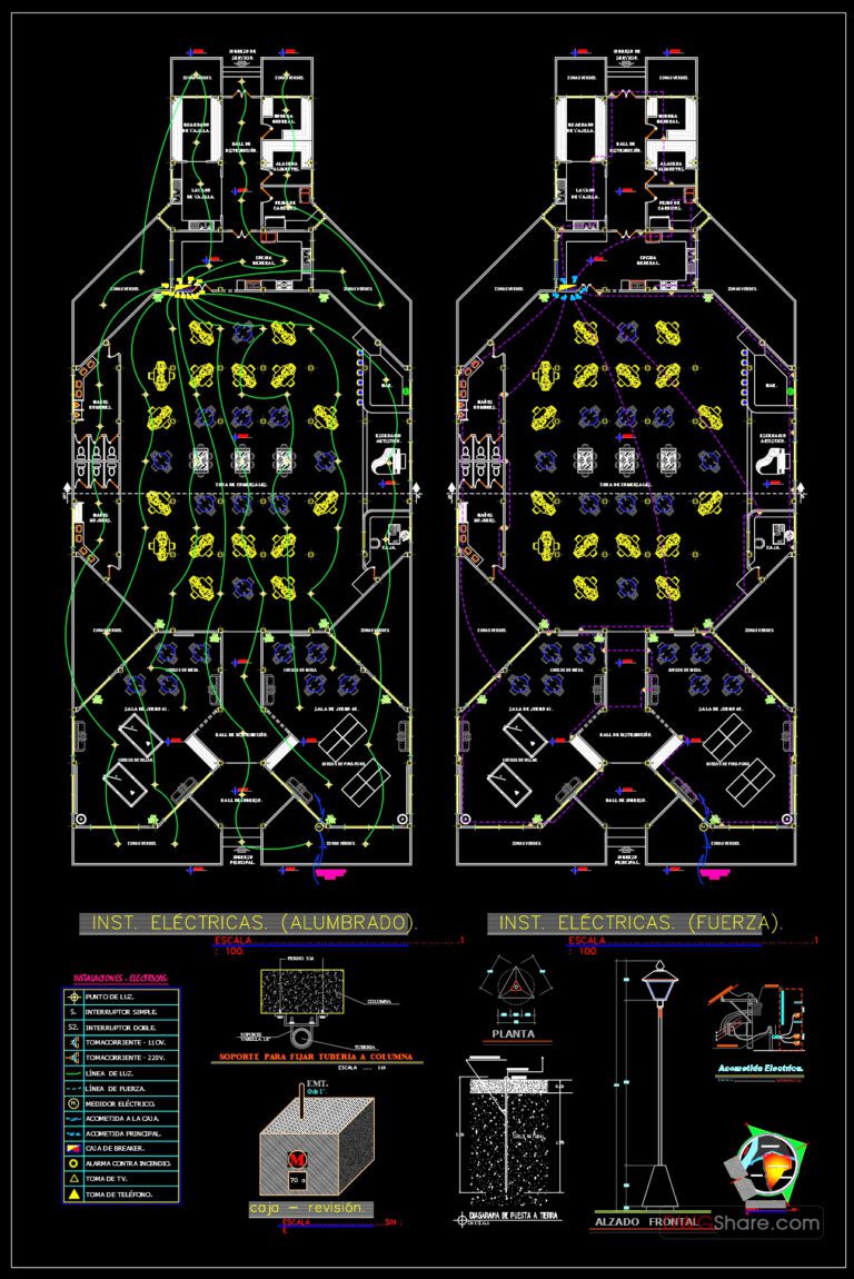 Restaurant Layout Plan with Details AutoCAD File DWG