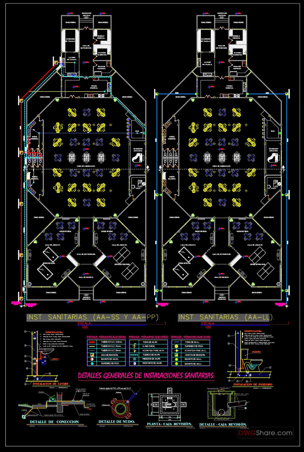 Restaurant Layout Plan with Details AutoCAD File DWG