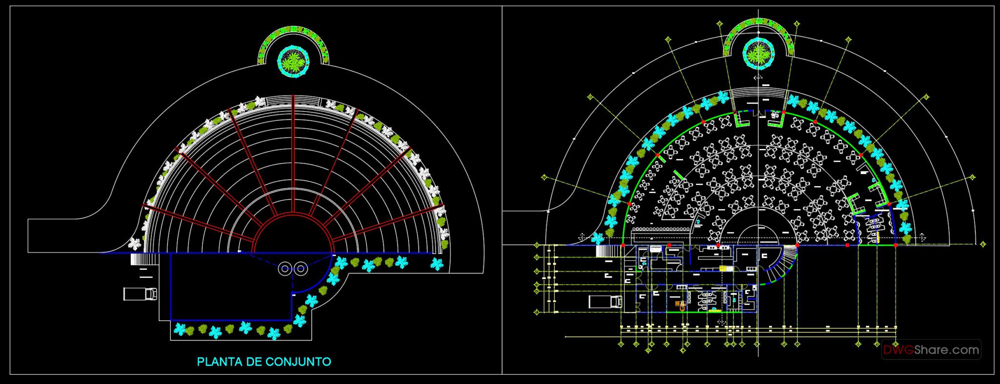 Restaurant Plan and Elevation with Hydraulic Details AutoCAD File DWG