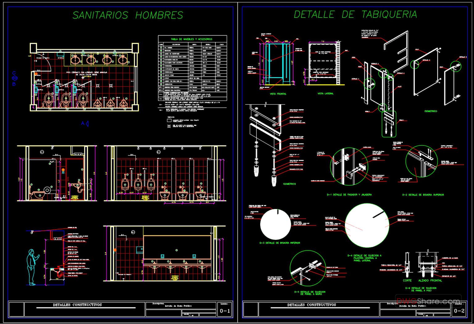 Restaurant Plan and Elevation with Sanitary Details AutoCAD File DWG