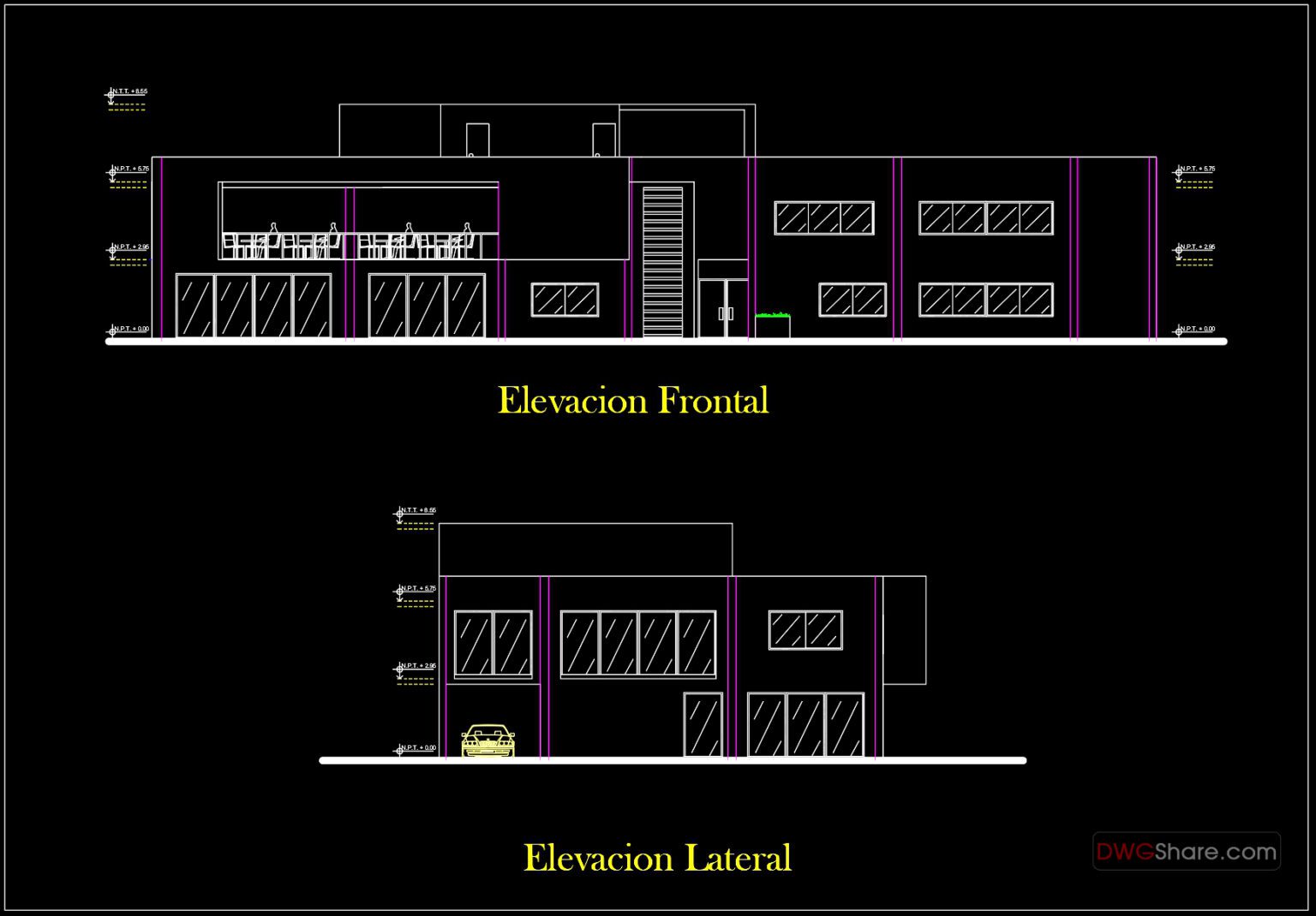 Restaurant Plan and Elevation with Sanitary Details AutoCAD File DWG