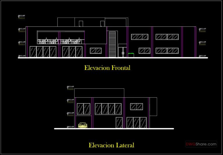 Restaurant Plan and Elevation with Sanitary Details AutoCAD File DWG