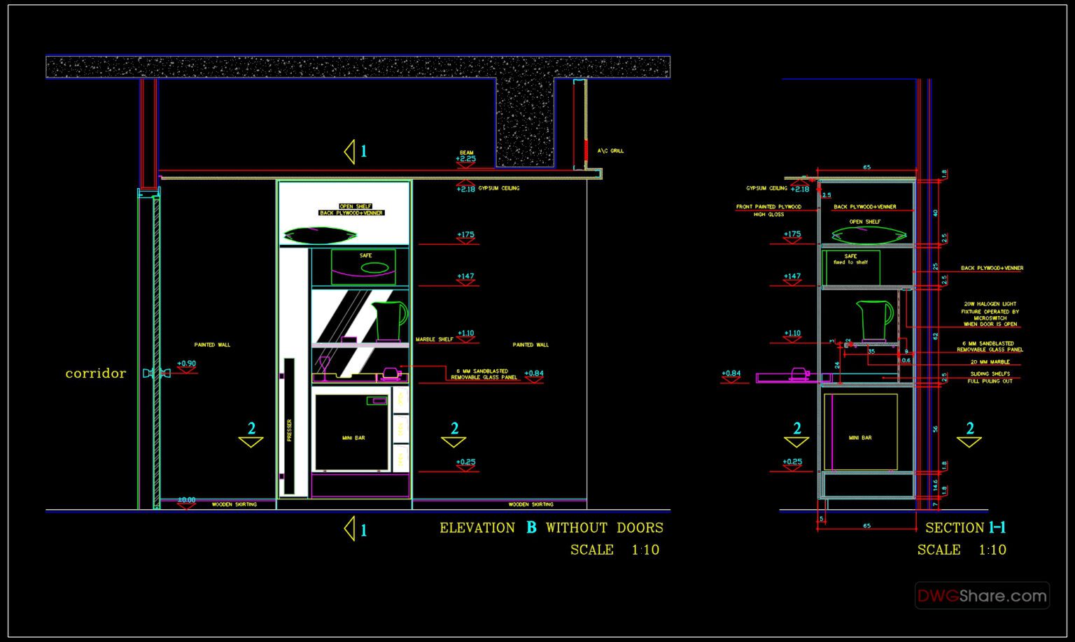 Sample Room Service Cabinrt and Wardrobe Details AutoCAD File DWG