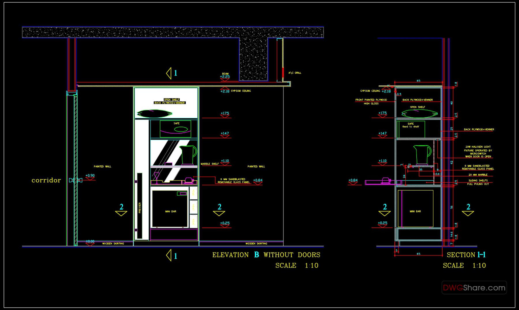 Sample Room Service Cabinrt and Wardrobe Details AutoCAD File DWG