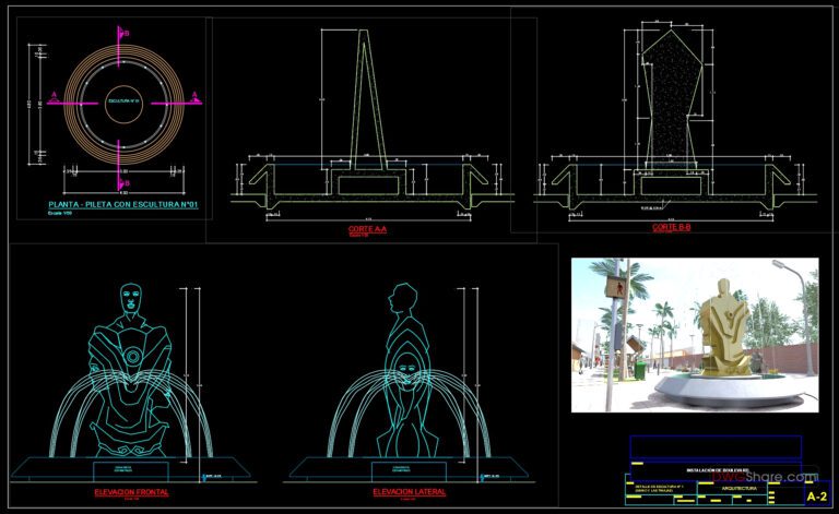 Sculpture Fountain free AutoCAD drawings