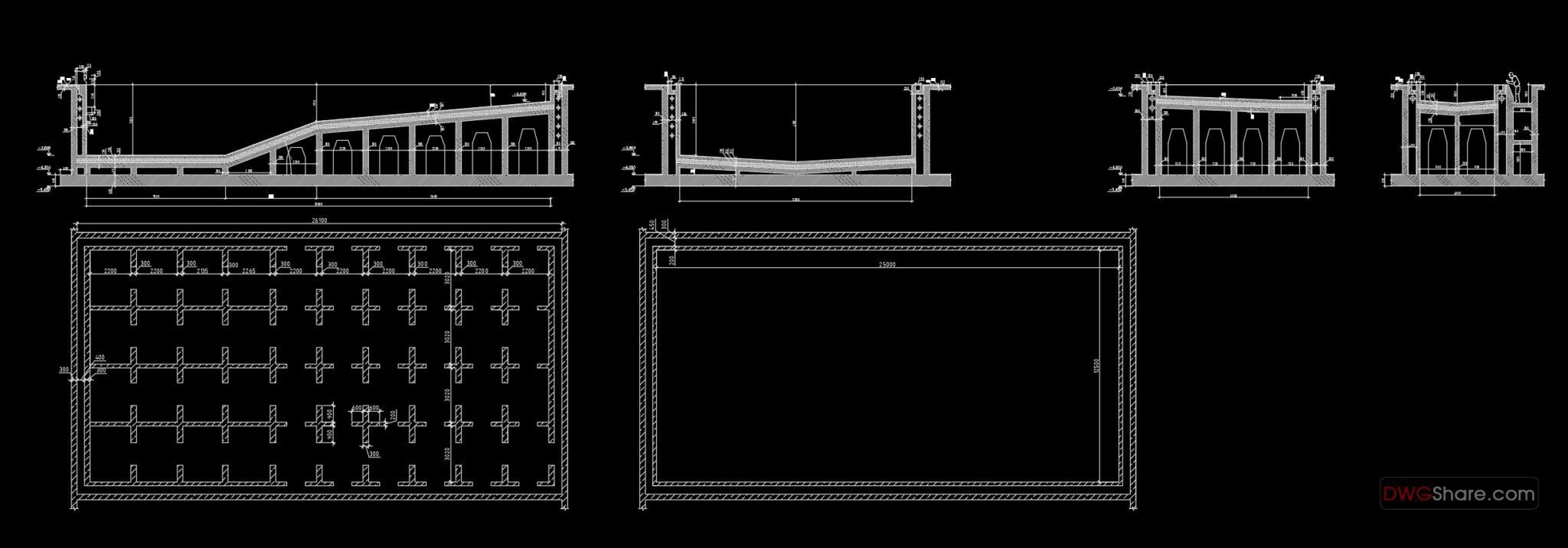 Section of the pool free AutoCAD drawings