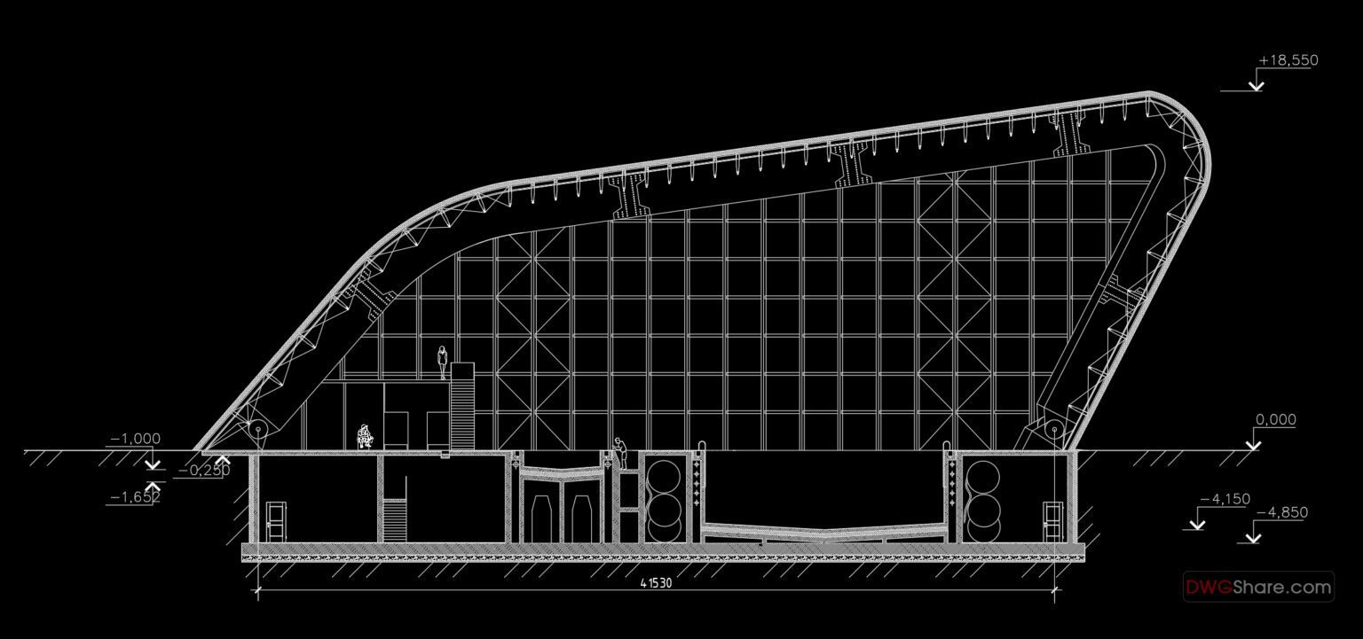 Section of the pool free AutoCAD drawings