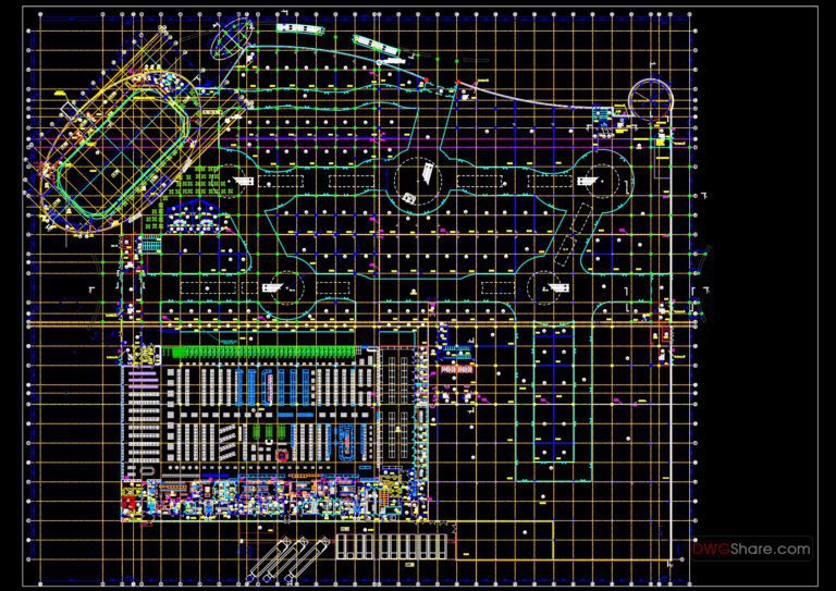 Shopping mall Level Ground, Sections free AutoCAD drawings
